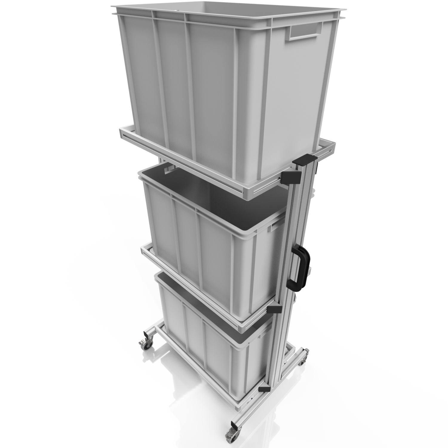 Systemwagen für Eurobehälter 60 x 40 H 134 cm ohne Auszug | 3 x Tablar, für 3 x EG 64/42 ...